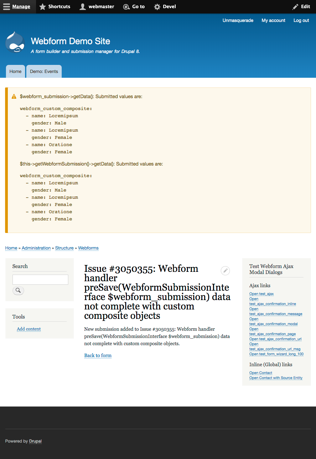 Webform handler preSave(WebformSubmissionInterface $webform_submission) data not complete with ...